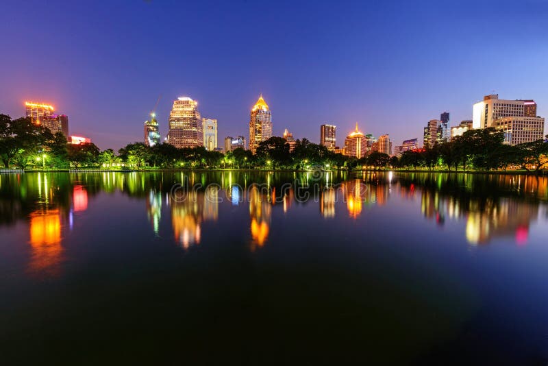 Lake view in city stock image. Image of scenery, night - 94855493