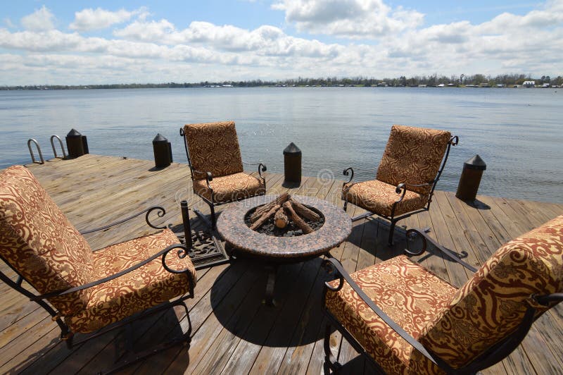 Lake View from the Deck stock image. Image of firepit - 48795005