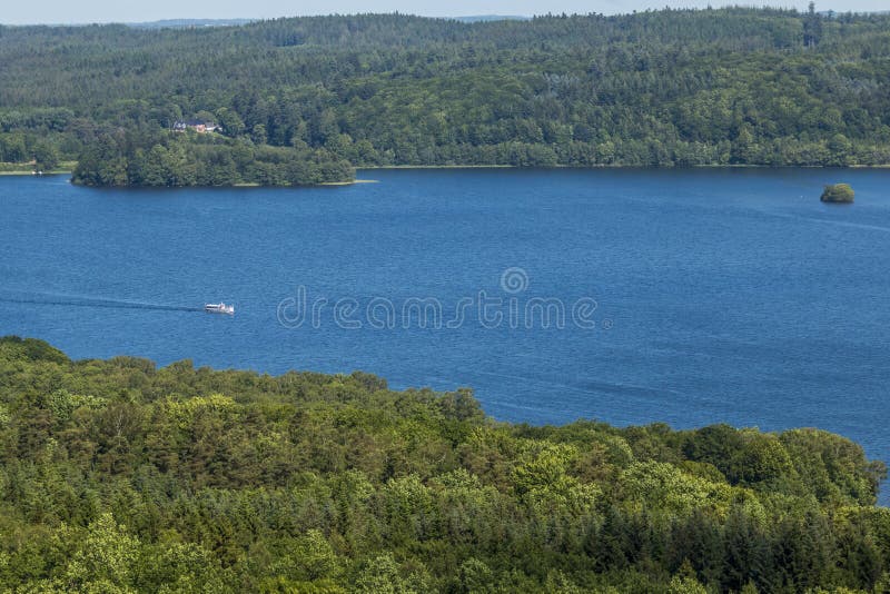 Lake View from Himmelbjerget, Beautiful Blue Lake, Green Forest ...