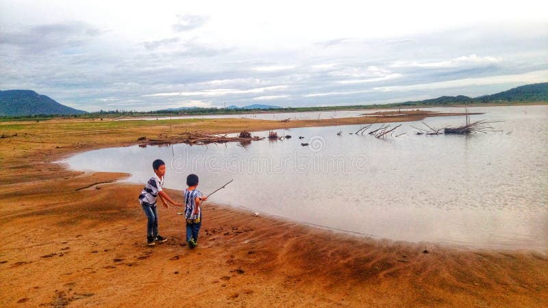 Lake View Landscape and Children Editorial Stock Image - Image of lake ...