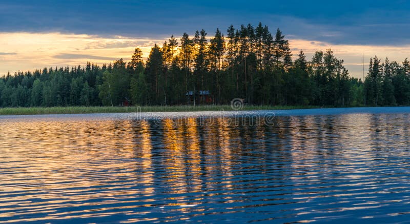 Lake View with Reflection of the Sunset Stock Photo - Image of lake ...