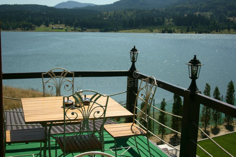 Lake view restaurant stock photo. Image of mountains - 21086176