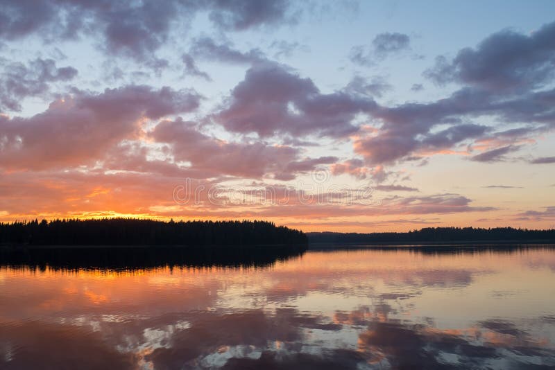 Lake view and sunset stock image. Image of nature, dusk - 76573977