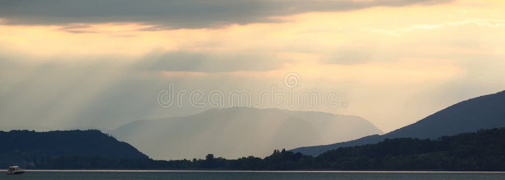Lake View at Sunset stock image. Image of beauty, hills - 293092847
