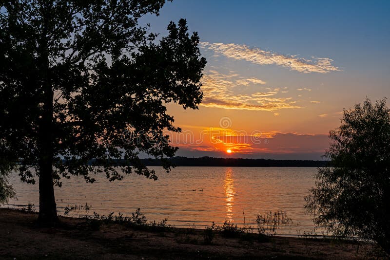 Lake view Sunset stock image. Image of nature, dramatic - 154456509