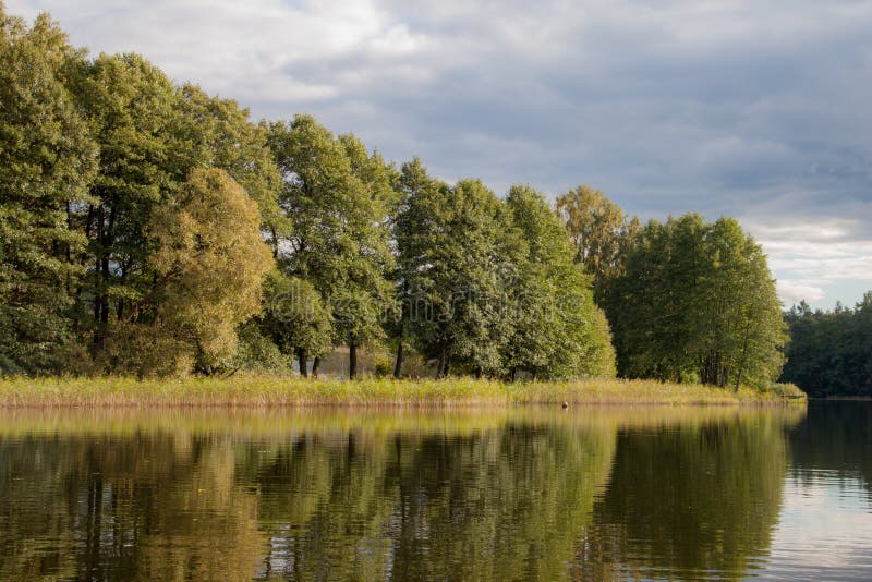 Lake view with trees stock image. Image of water, colors - 80458209