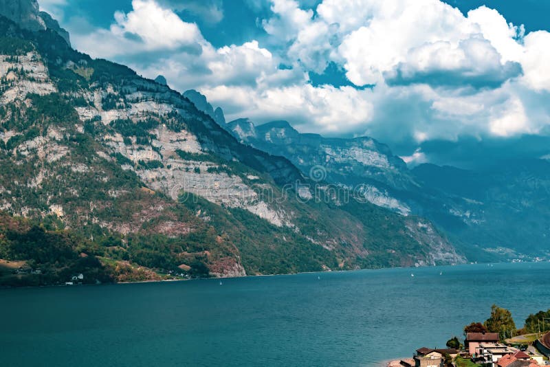 Lake Walensee in Switzerland Stock Image - Image of outdoor, mountains ...
