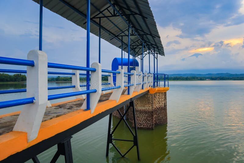 Lake water level meter stock image. Image of reservoir - 140850251