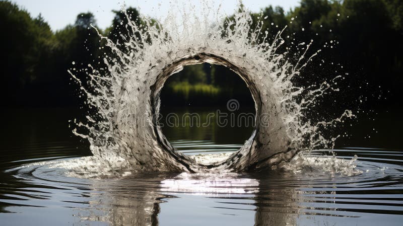 Lake water splash circle stock illustration. Illustration of reflection ...