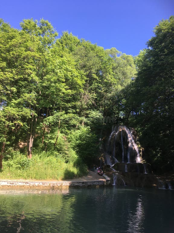 Lake with waterfall stock image. Image of lake, waterfall - 362555061