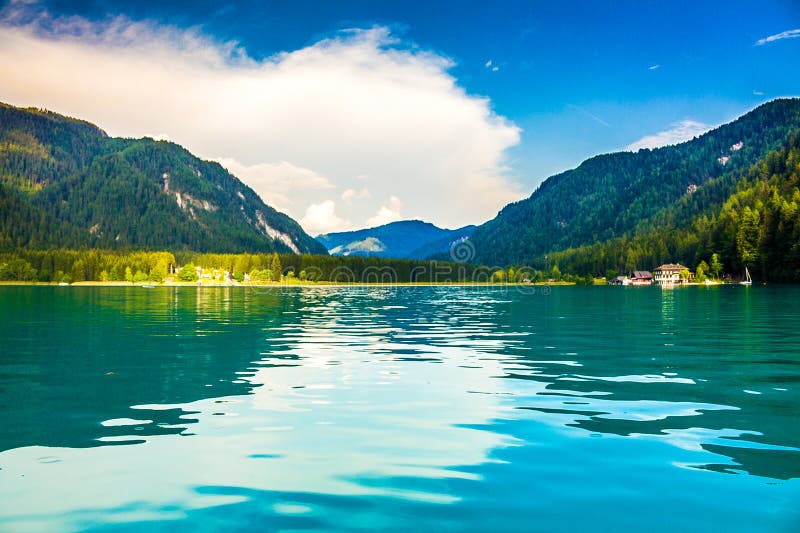 Lake Weissensee in Austria stock photo. Image of europe - 130583348