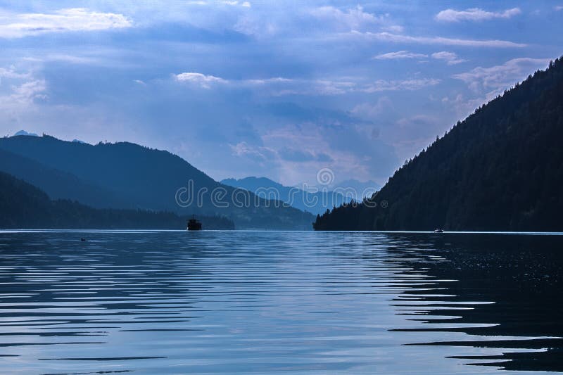 Lake Weissensee in Austria stock image. Image of lake - 130583689