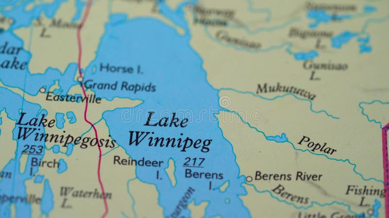 Lake Winnipeg, Canada Highlighted on a World Map 4K Stock Footage ...