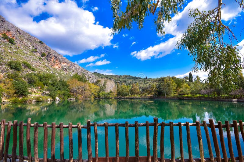 Lake of Zaros at Spring, Crete. Stock Image - Image of natural, blue ...