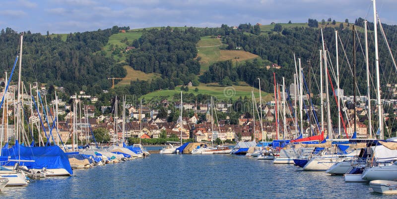 Lake Zug stock image. Image of blue, yacht, switzerland - 56679905