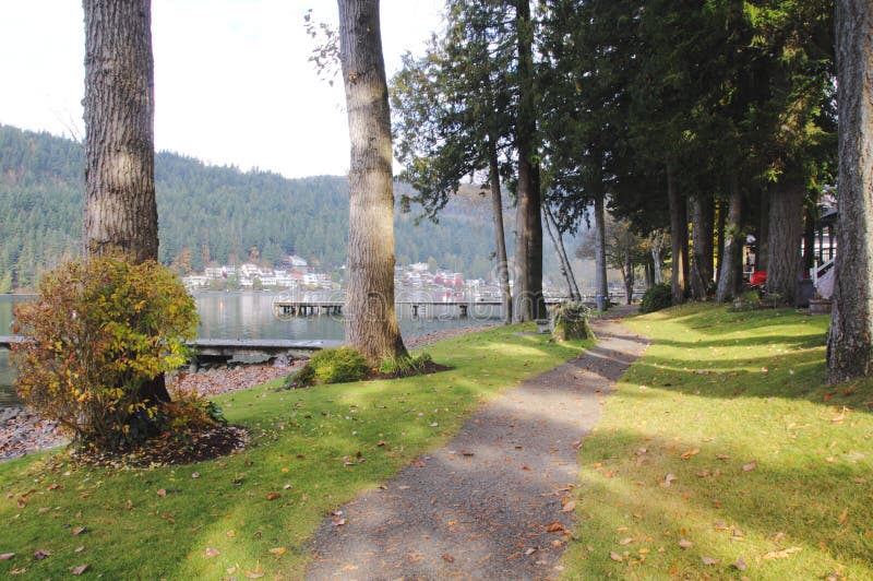 Lakefront Walking Path stock photo. Image of fresh, treed - 34753402