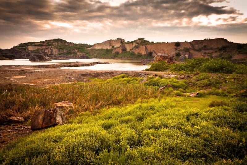 Lakes and Rock stock photo. Image of swimming, sunset - 105359330