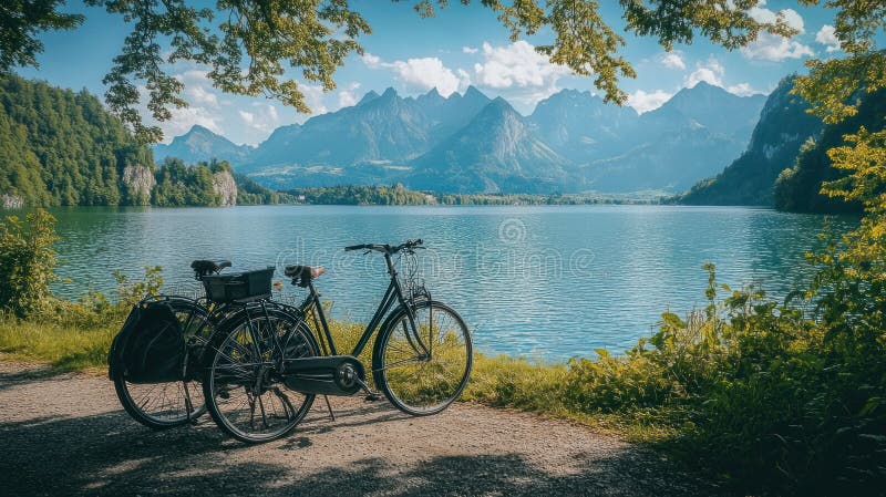 Lakeside Bike Path, Beautiful Landscapes Stock Photo - Image of serene ...