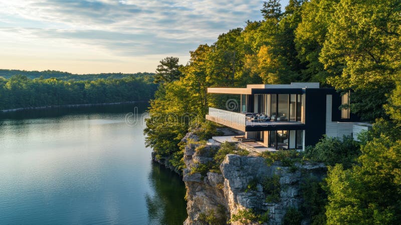 Lakeside Modern Home Perched on a Cliffside Architectural Marvel ...