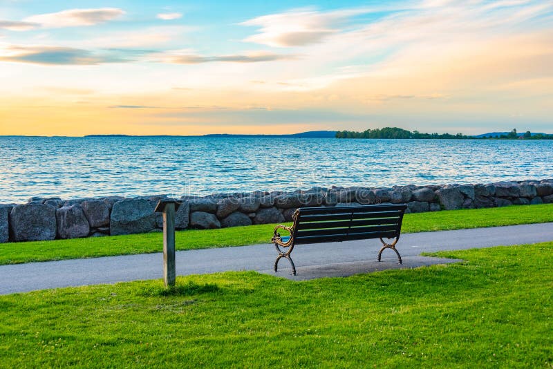 Lakeside Promenade in Swedish Town Vadstena Stock Image - Image of ...
