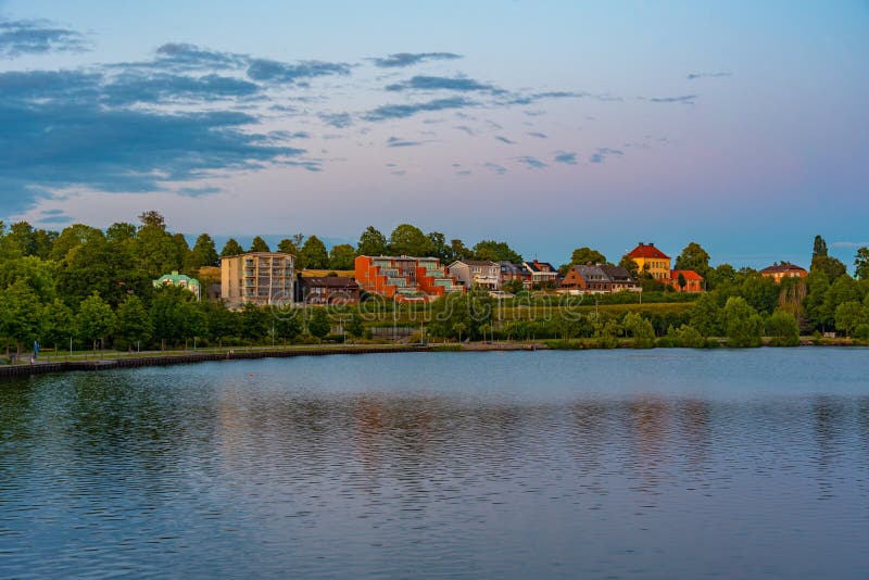 Lakeside Promenade in Swedish Town Vaxjo Stock Photo - Image of facade ...