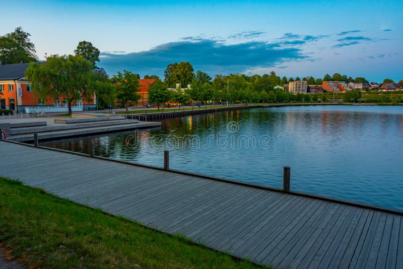 Lakeside Promenade in Swedish Town Vaxjo Stock Image - Image of ...