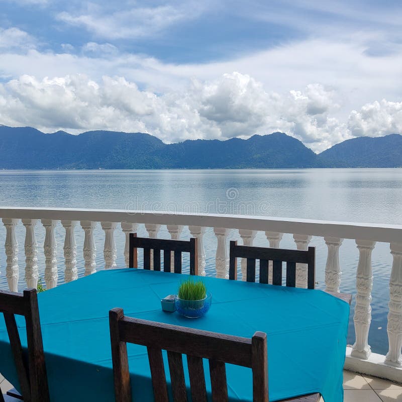 Lakeside view restoran stock photo. Image of water, estate - 261766730