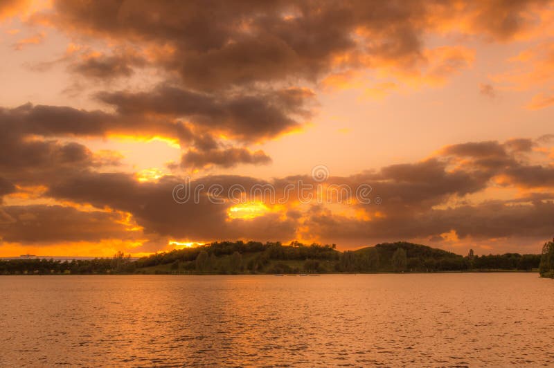 Lakeside Sunset stock image. Image of green, relaxation - 63080045