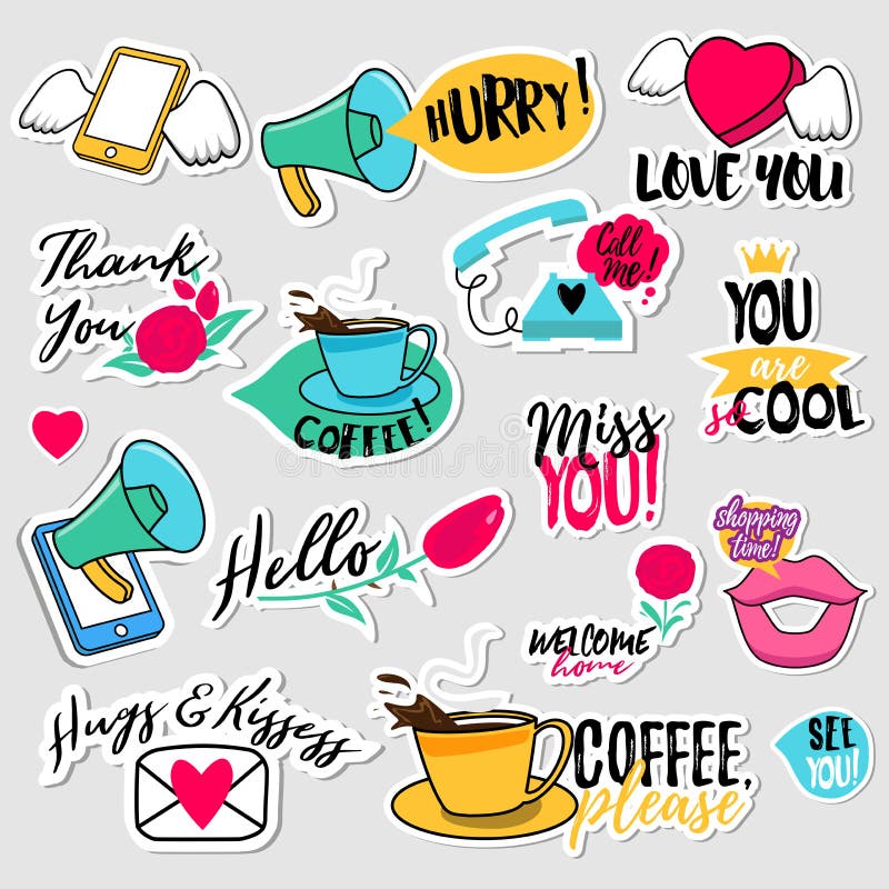 Collection of Flat Design Social Network Stickers. Set of Stickers ...