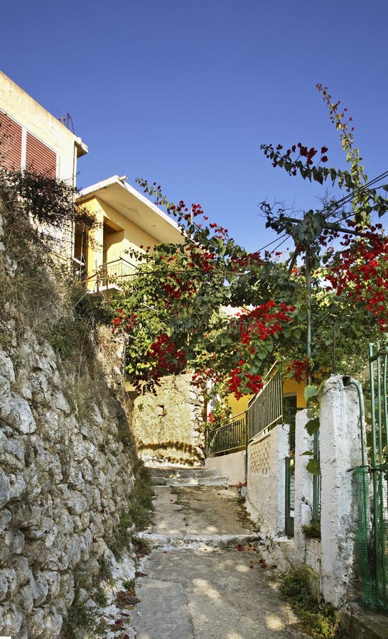Lakones Village. Corfu Island Stock Photo - Image of village ...
