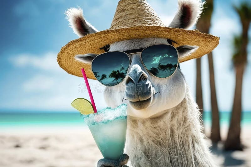 Lama on the beach at sea. stock image. Image of happiness - 315637205