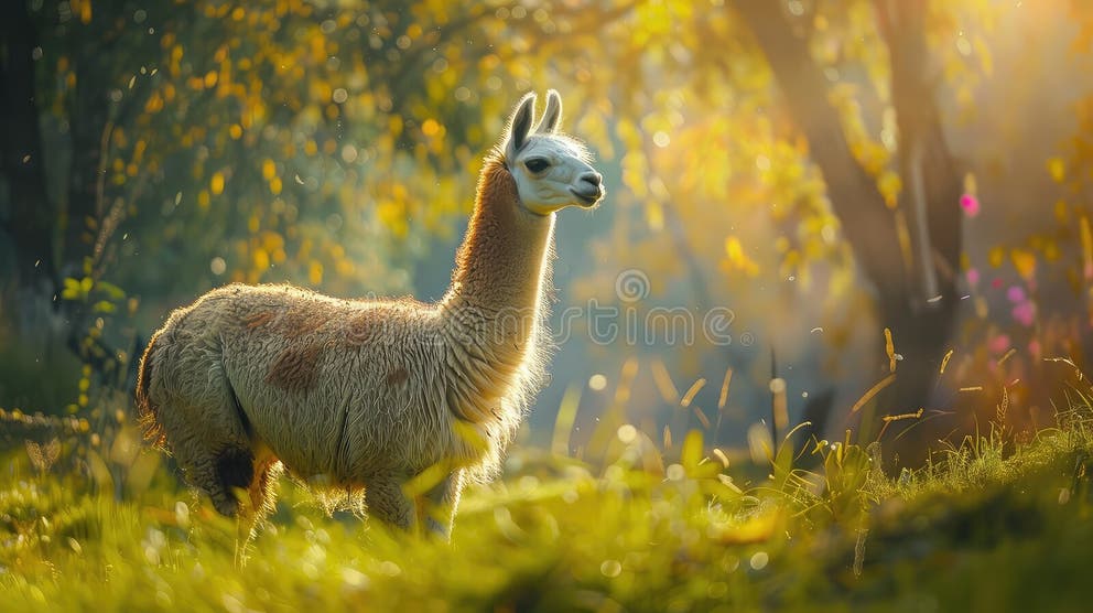 Lama on a Beautiful Nature Background. Selective Focus Stock Image ...