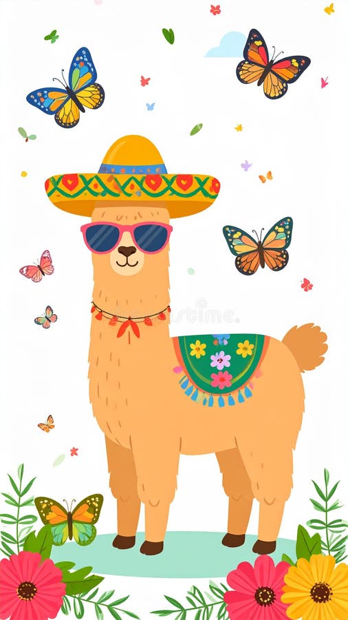 Lama con dibujos animados foto de archivo. Imagen de cabritos - 378940392