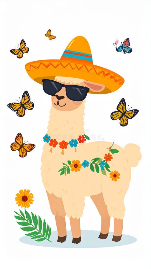 Lama con dibujos animados stock de ilustración. Ilustración de cartel ...