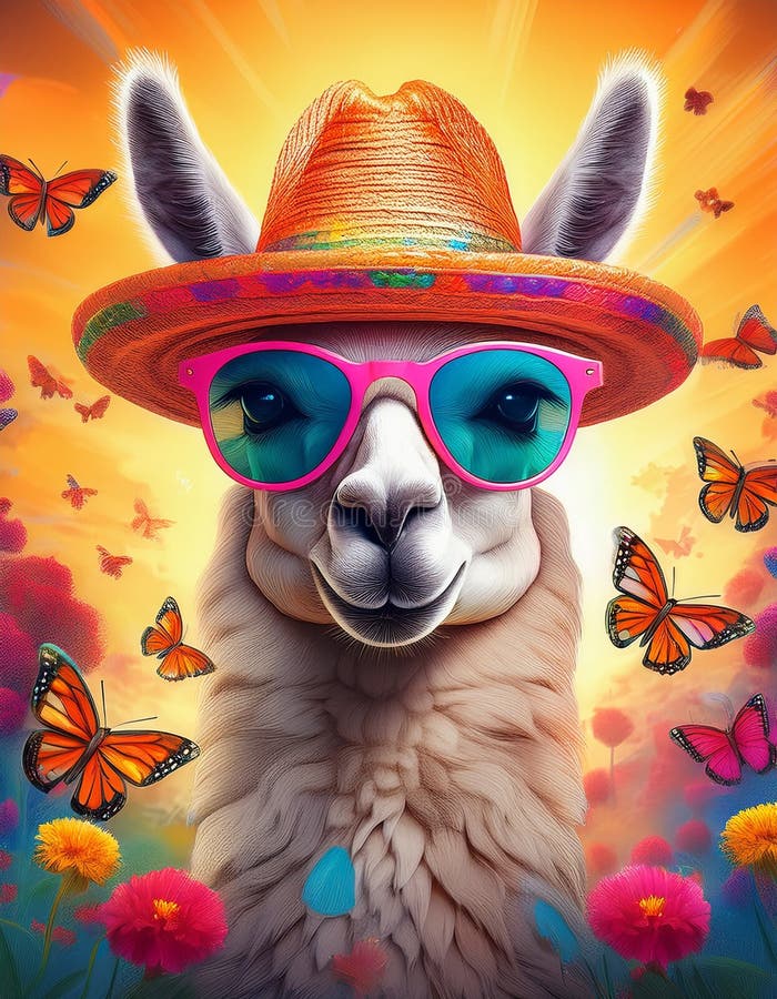 Lama con dibujos animados imagen de archivo. Imagen de animales - 378940413