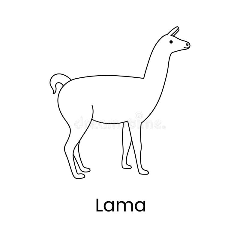 Lama Icon Line in Vector, Illustration of an Animal. Stock Vector ...