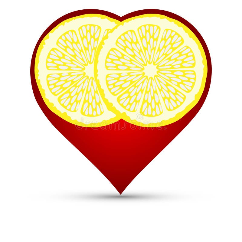 Lemon Slices in a Red Heart Shape Stock Vector - Illustration of love ...