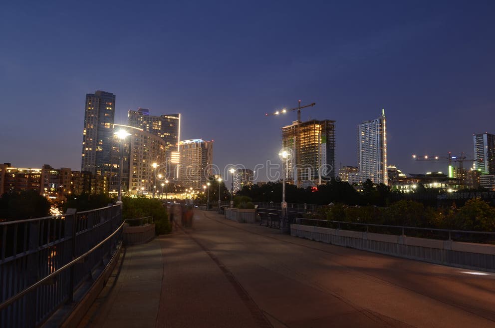 Lamar Bridge in Downtown Austin at Dusk Editorial Stock Photo - Image ...