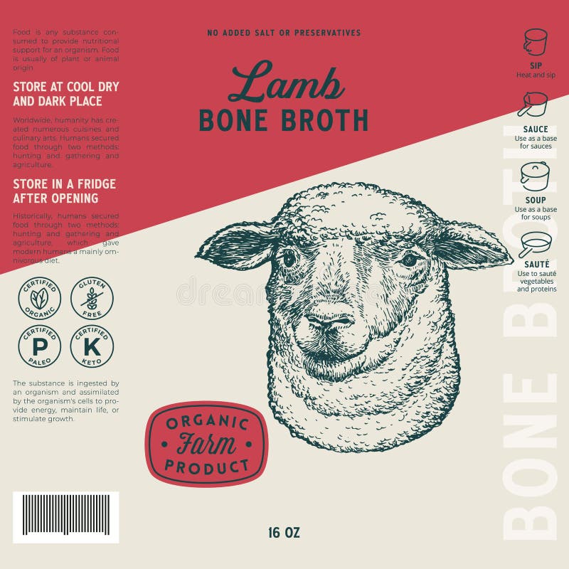 Lamb Bone Broth Label Template. Abstract Vector Food Packaging Design ...
