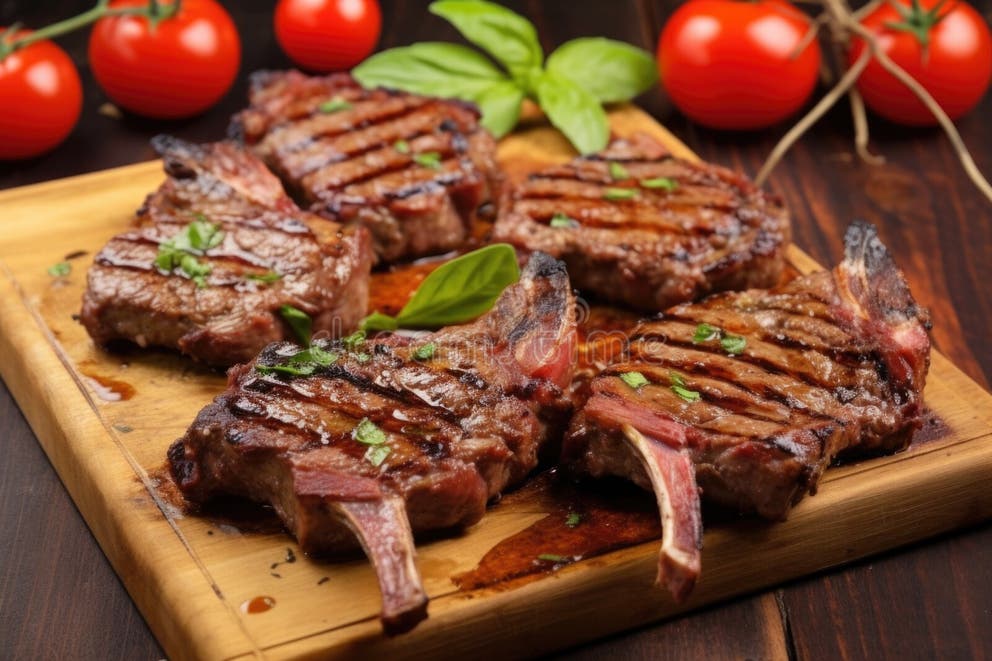 Lamb Chops with Grill Marks Coated with a Sticky Glaze Stock Image ...