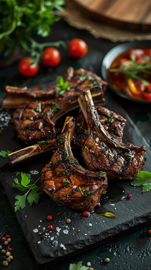 Lamb Chops Islamic Arabic Food Stock Illustration - Illustration of ...