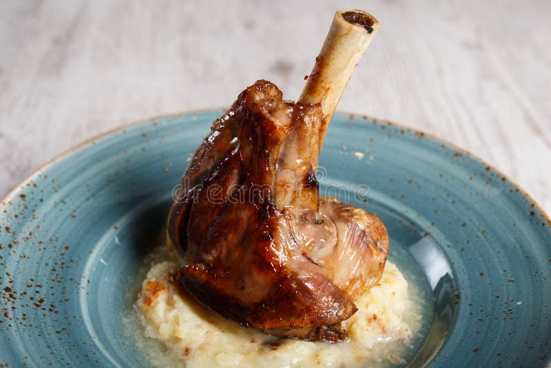 Lamb Chops with Mashed Potatoes and Ginger Broth Stock Image - Image of ...