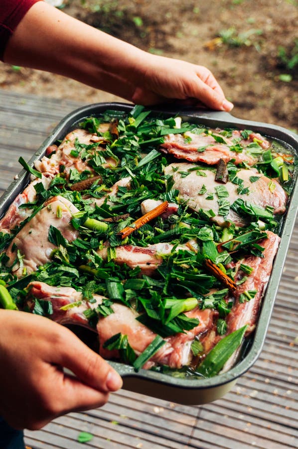 Lamb chops in tray stock photo. Image of olive, meat - 45648456