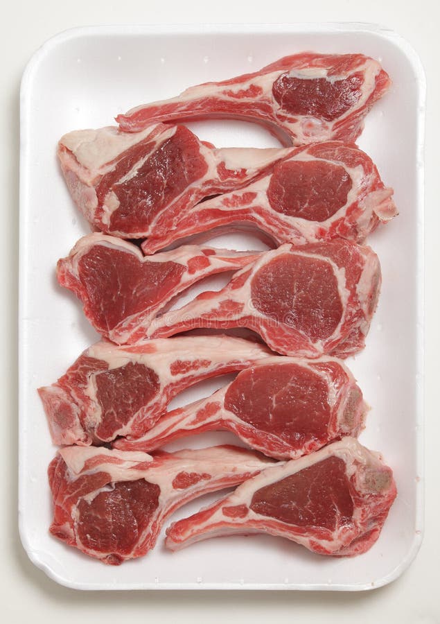 Lamb chops on a tray stock photo. Image of packaging - 32308032