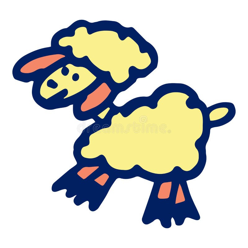 Lamb Colored Doodle Sketch Isolated Object. Vector Illustration on ...