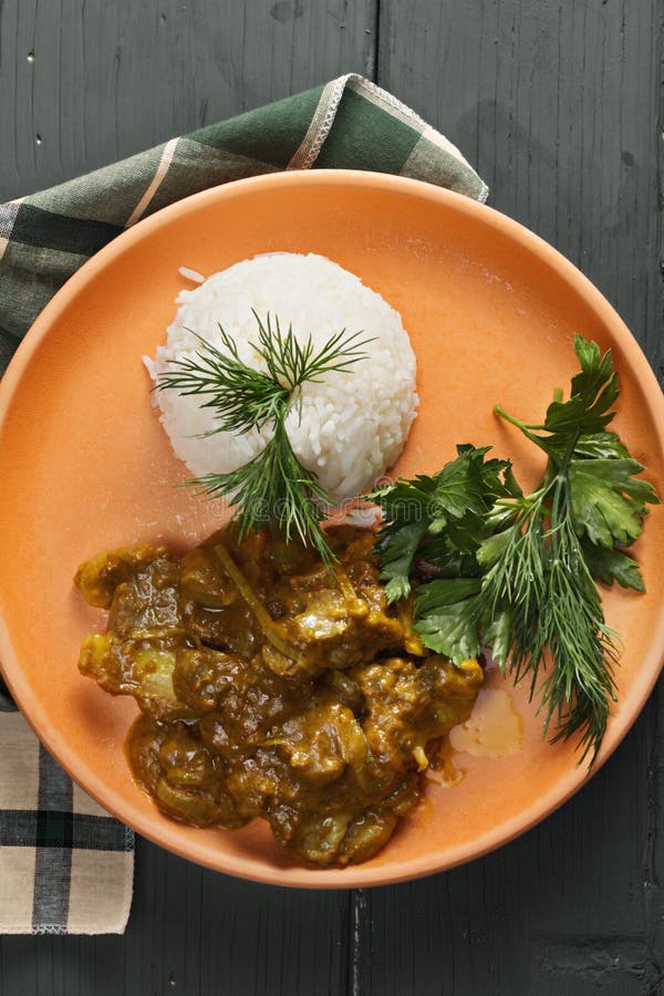 Lamb Curry with Rice Above View Stock Image - Image of homemade, view ...