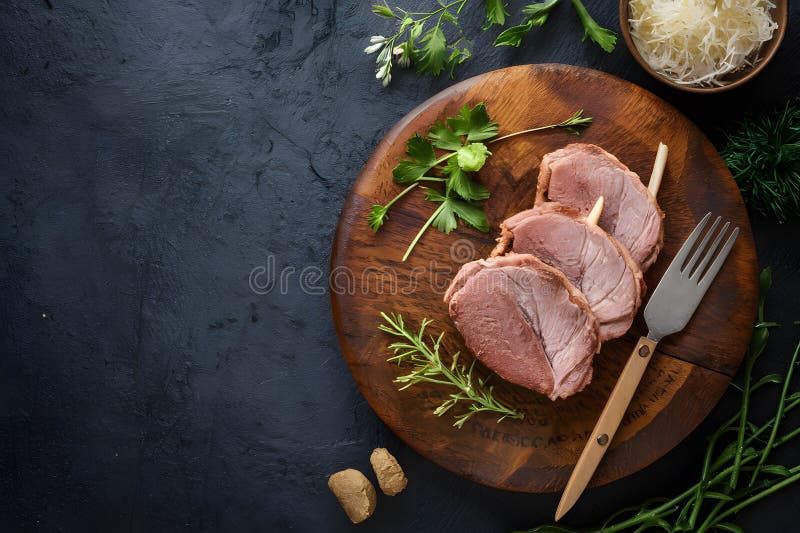 Lamb Cutlet on Rustic Table, Tempting Meal Presentation, Copy Space ...