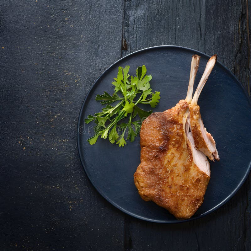 Lamb Cutlet on Rustic Table, Tempting Meal Presentation, Copy Space ...