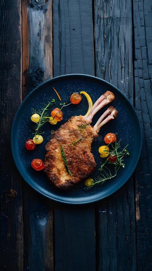 Lamb Cutlet on Rustic Table, Tempting Meal Presentation, Copy Space ...