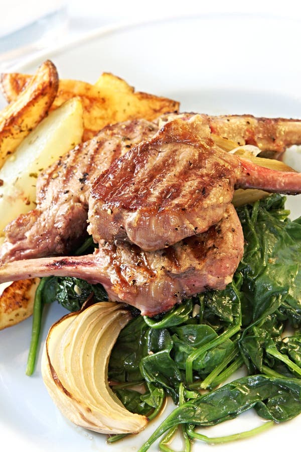 Lamb Cutlets stock image. Image of meal, drink, blue, barbecue - 3991235